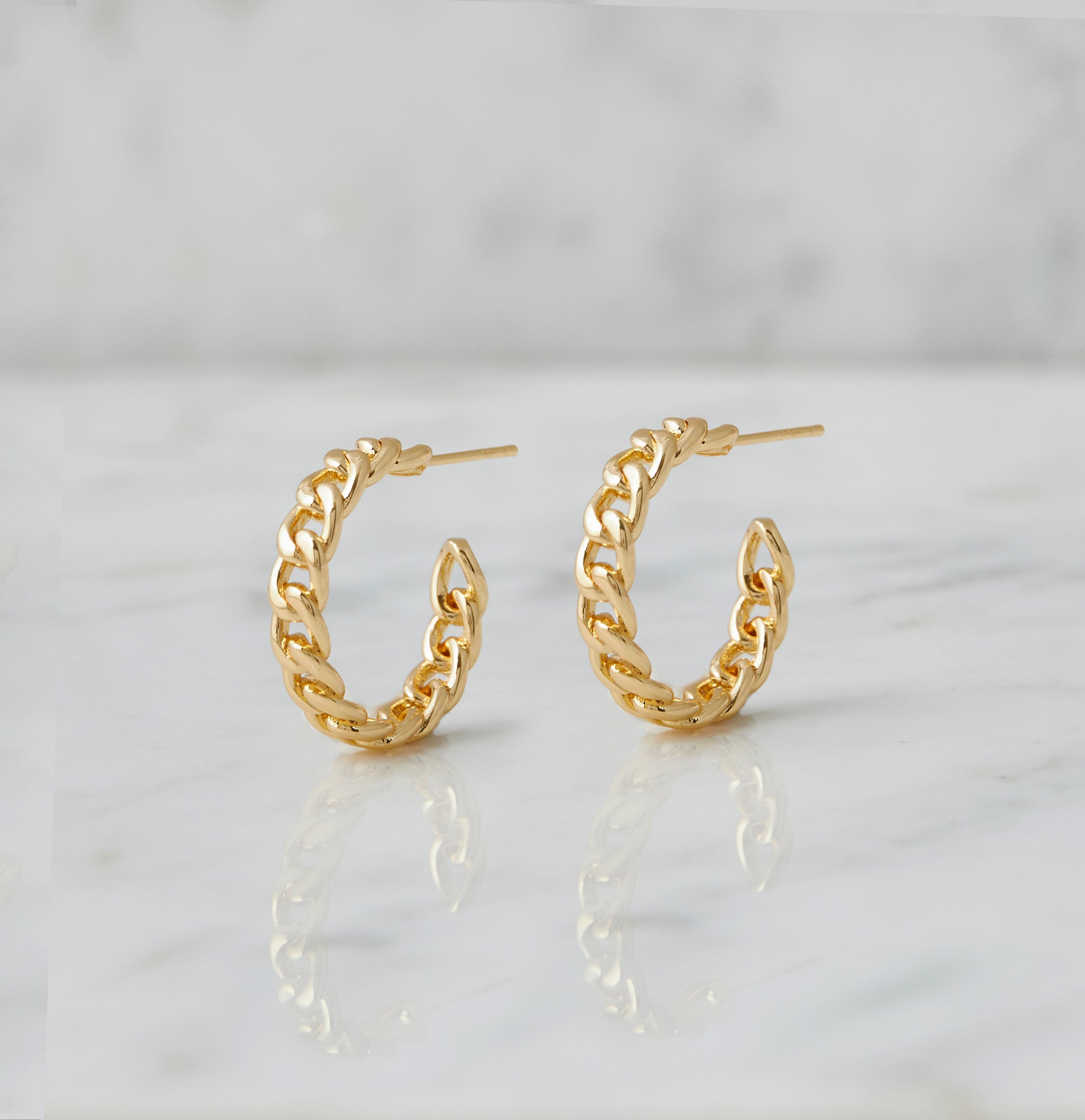 Parker Chain Link Hoops, Gold – Natalie B. Jewelry