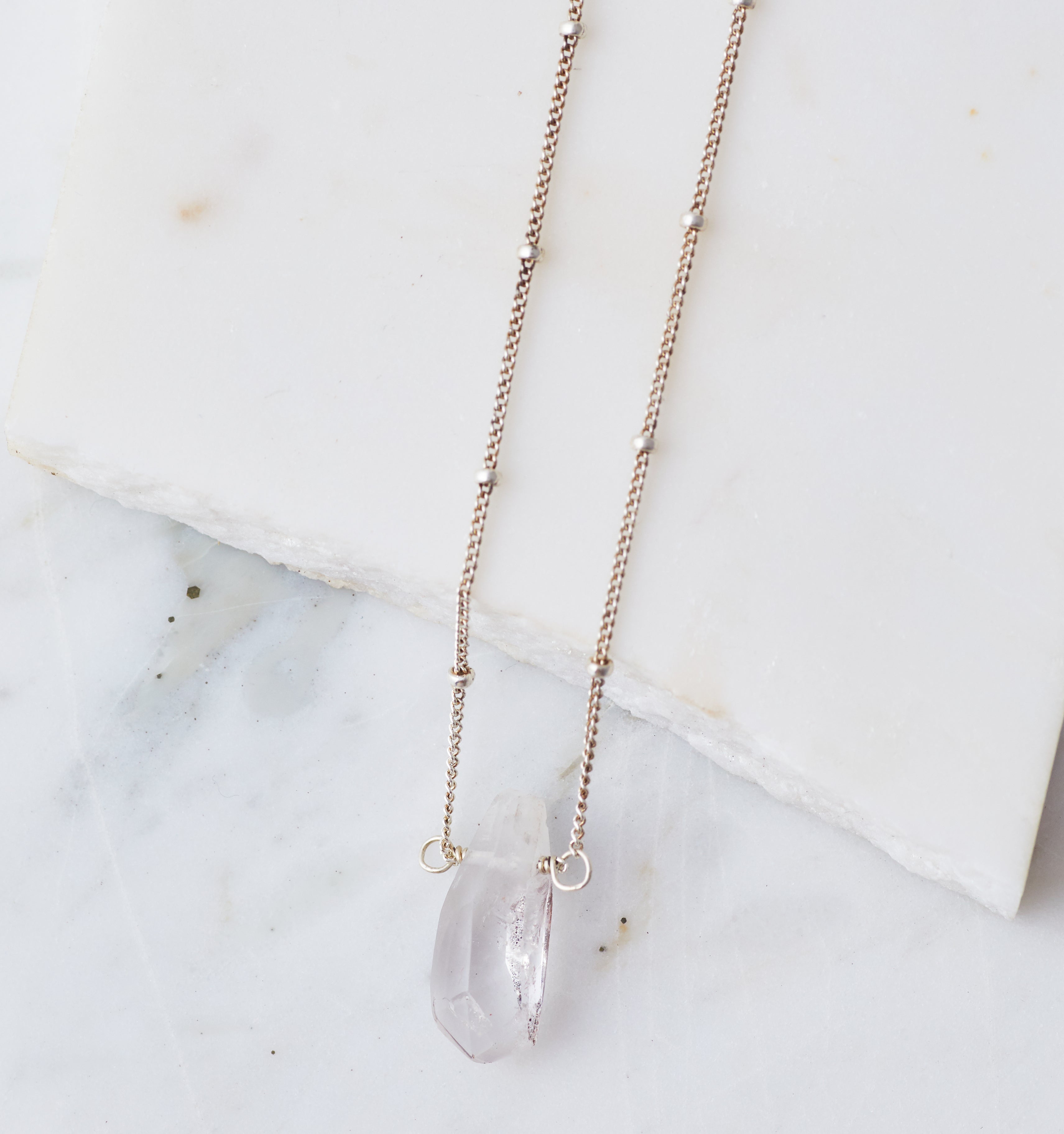 Silver Stone Drop Choker, Tourmalinated Quartz Crystal – Natalie B. Jewelry